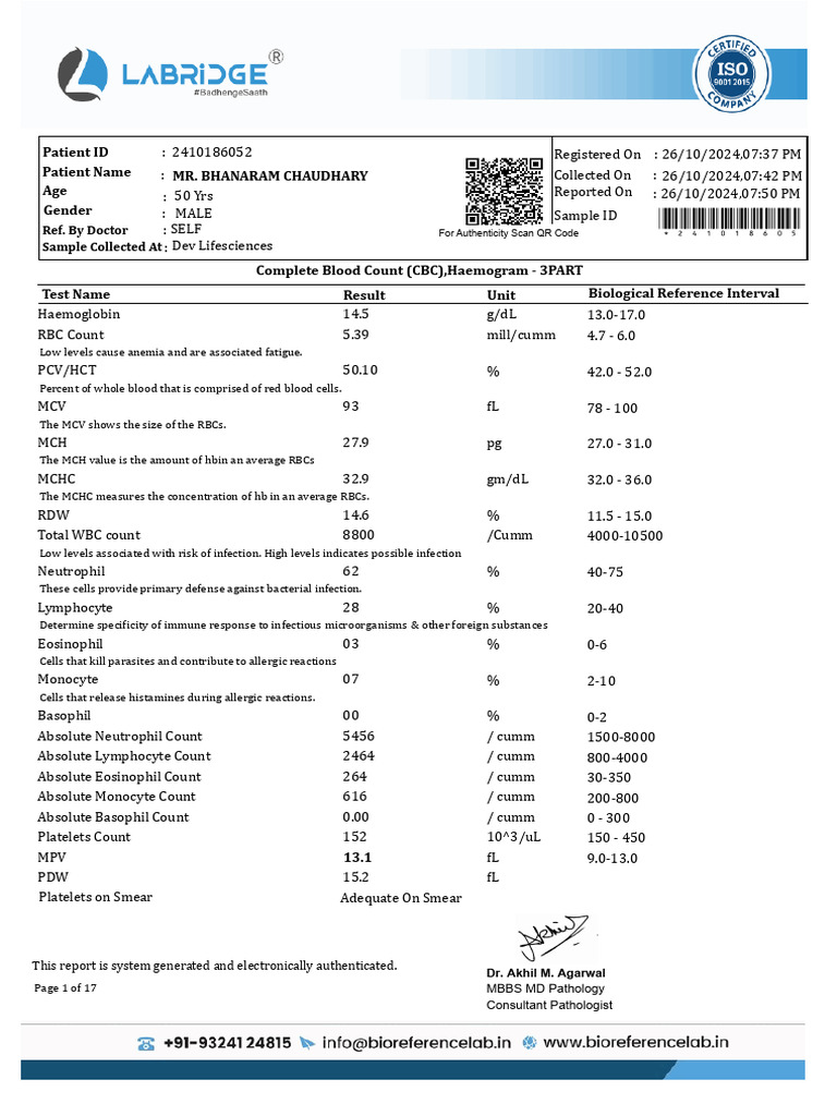 Comprehensive Health Test Report | PDF | Vitamin B12 | High Density ...