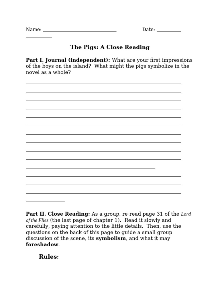 Analyzing Symbolism in "Lord of the Flies" | PDF