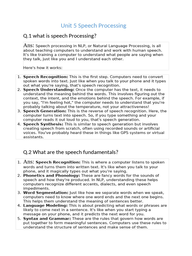 Unit 5 Speech Processing | PDF | Phonetics | Speech Recognition