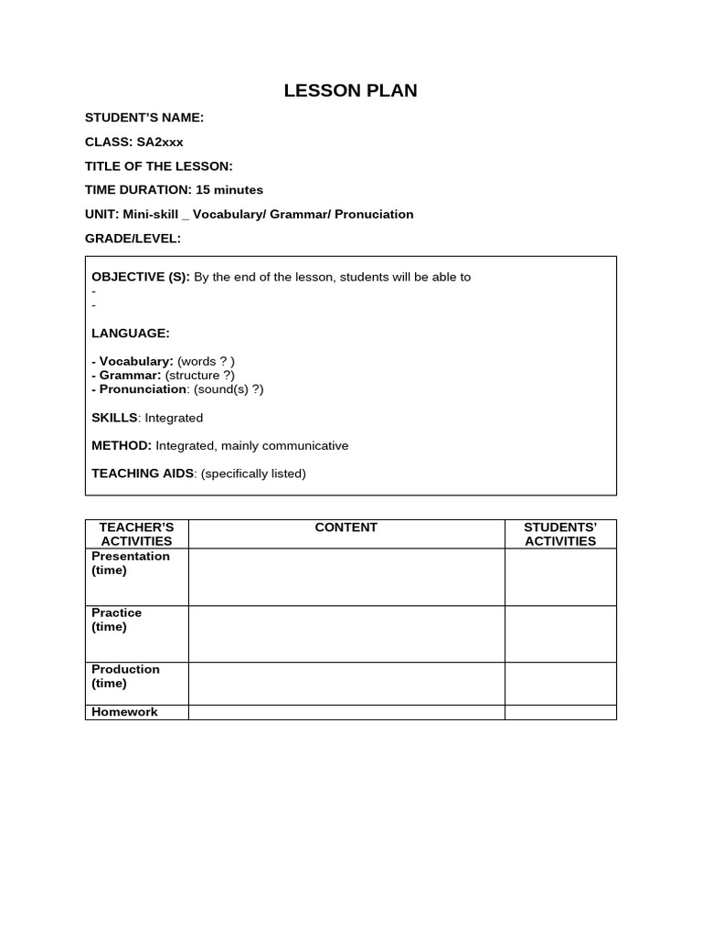 Lesson Plan | PDF