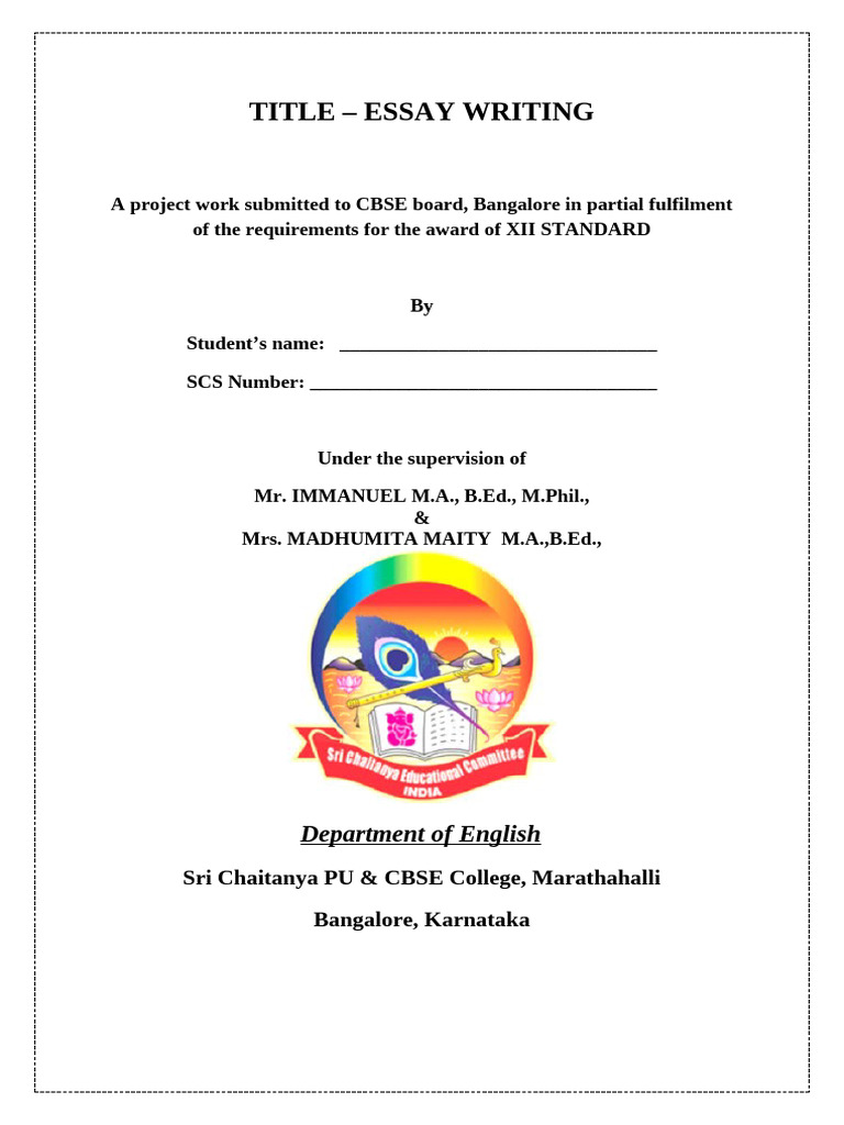 English Project First Page PDF | PDF | Educational Stages | Vocational ...