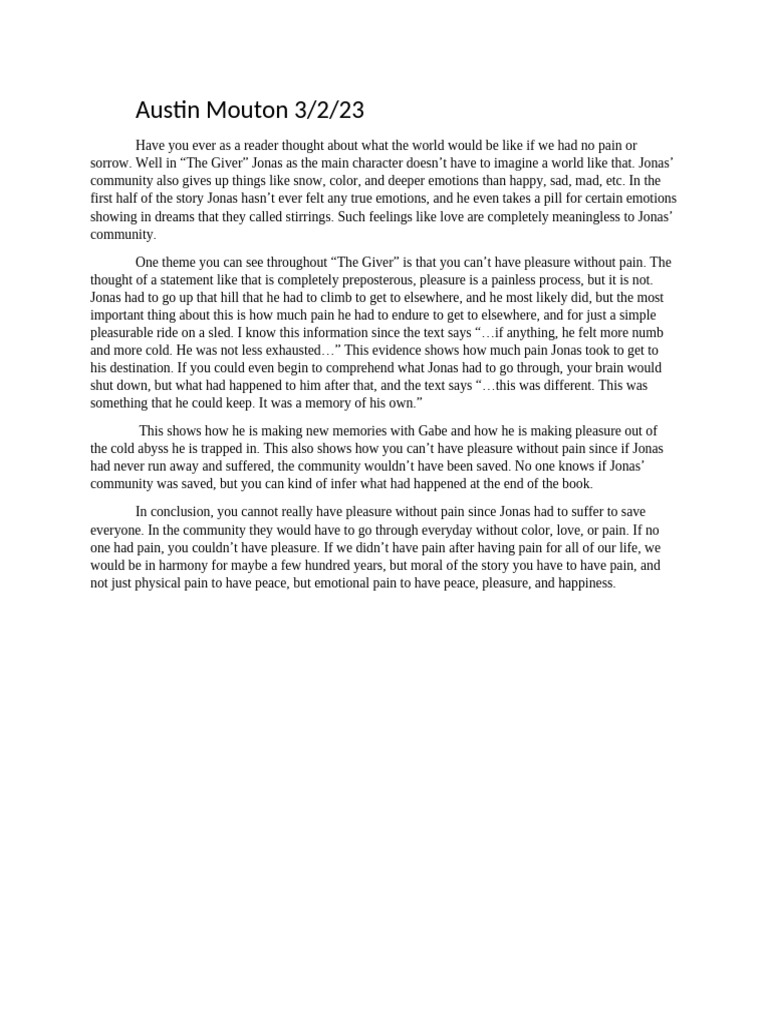 Mouton A, The Giver CWT | PDF