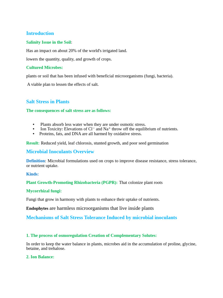 Microbial Inoculants for Salt Stress Relief | PDF | Plant Hormone ...