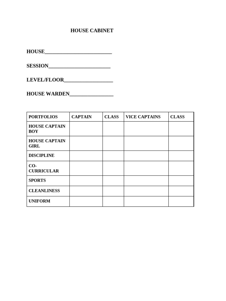 Format House Captains X | PDF