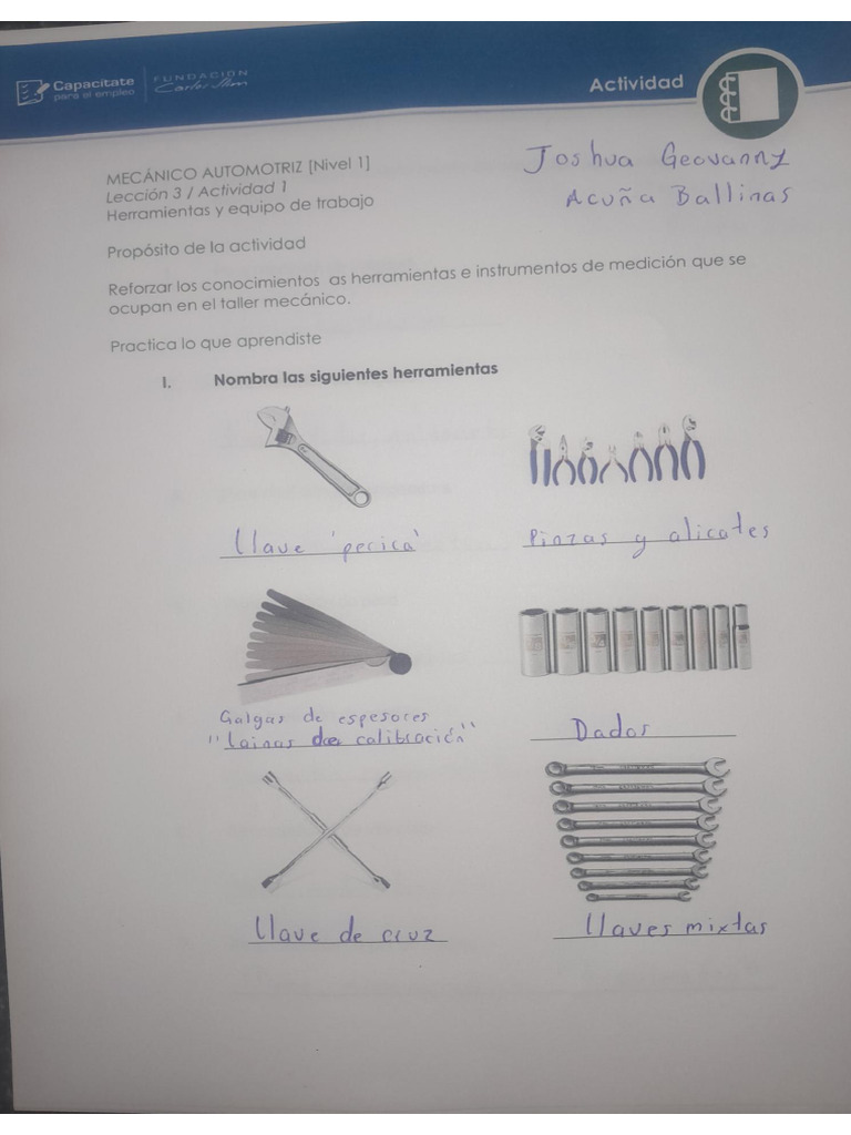 Actividad Curso, Herramientas y Equipo de Medición - Joshua Acuña | PDF