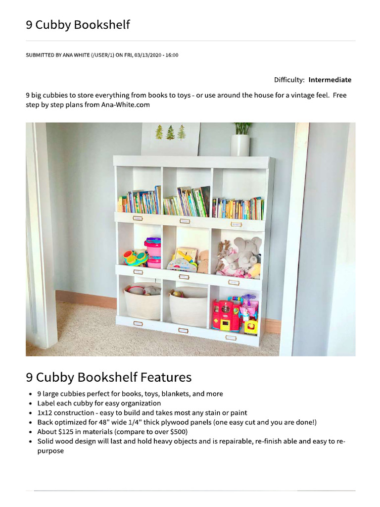 9 Cubby Bookshelf | PDF