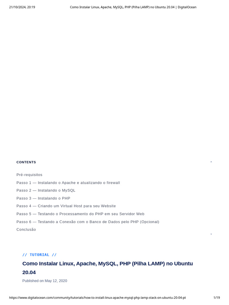 2 - Como Instalar Linux, Apache, MySQL, PHP (Pilha LAMP) No Ubuntu 20.04 - DigitalOcean | PDF ...