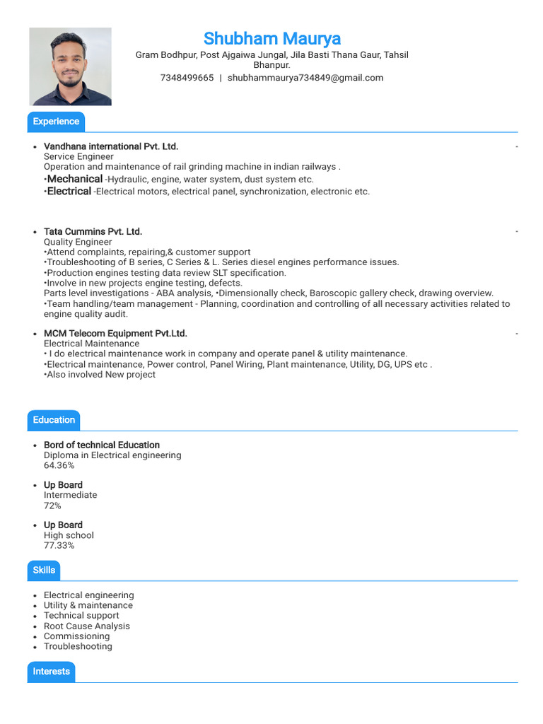 Shubham Maurya CV | PDF | Technology & Engineering