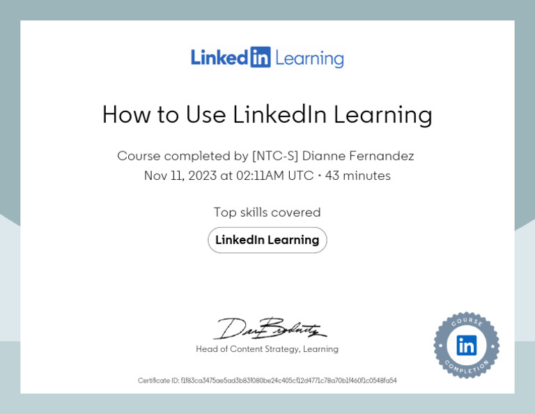 LinkedIn Learning Certificate | PDF | Career & Growth