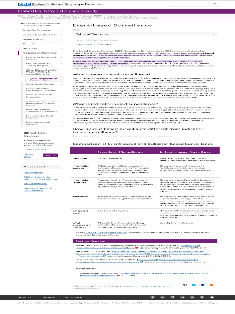 Event-Based Surveillance - Division of Global Health Protection ...