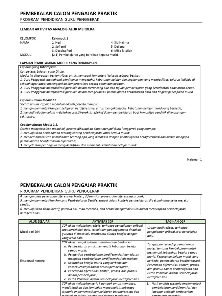 Lembar Aktivitas Analisis Alur Merdeka 2.1 | PDF
