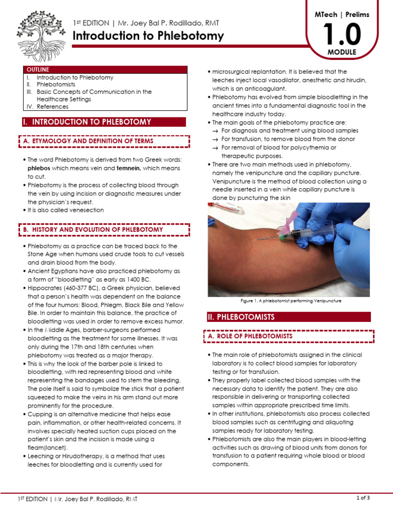 MLS 101B Lesson 1 - Understanding Phlebotomy | PDF | Communication ...