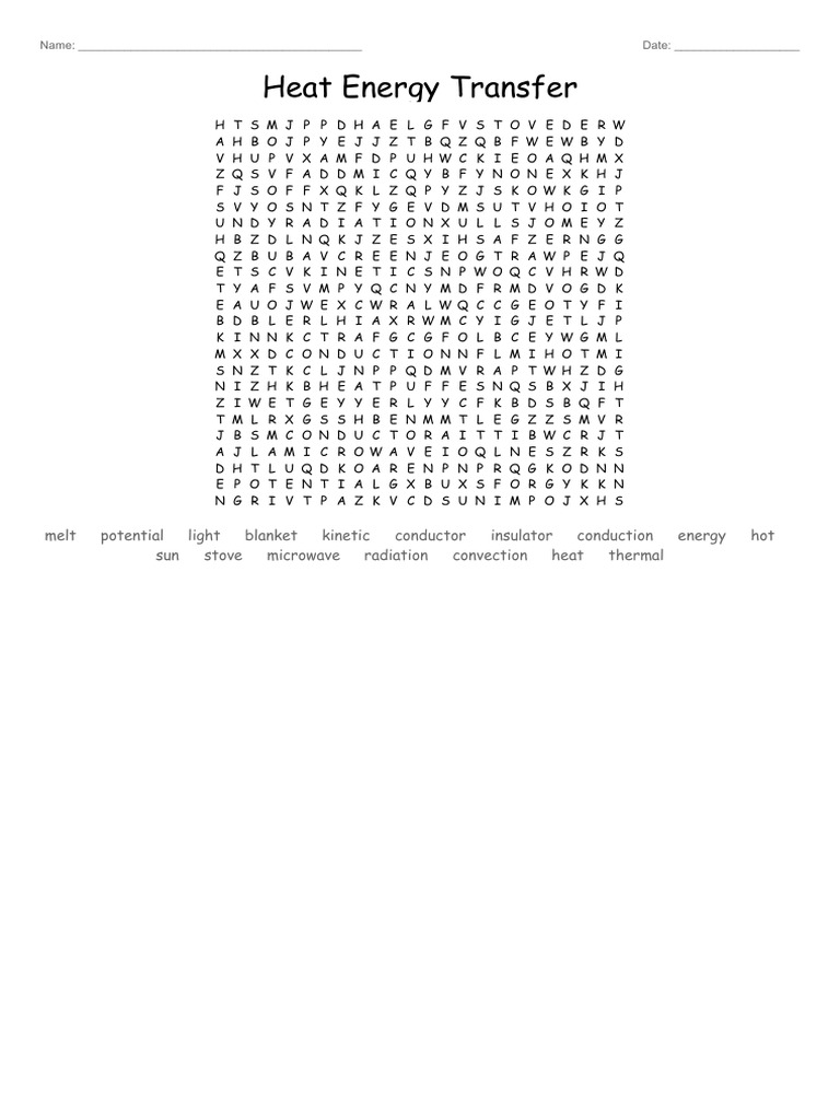 Heat Transfer Word Search 1 | PDF
