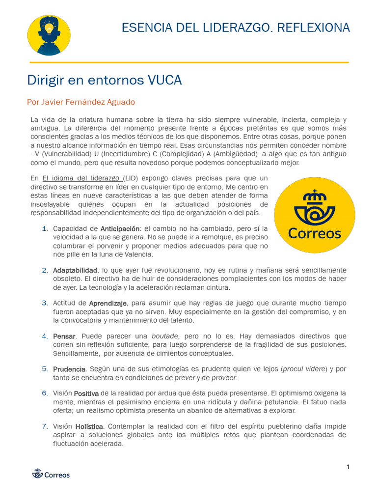 Dirigir Entornos Vuca | PDF | Relaciones personales, crianza y ...