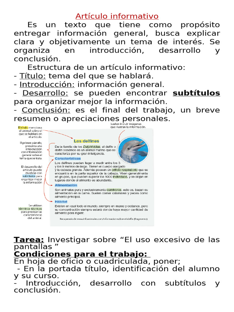 Estructura de un Artículo Informativo | PDF