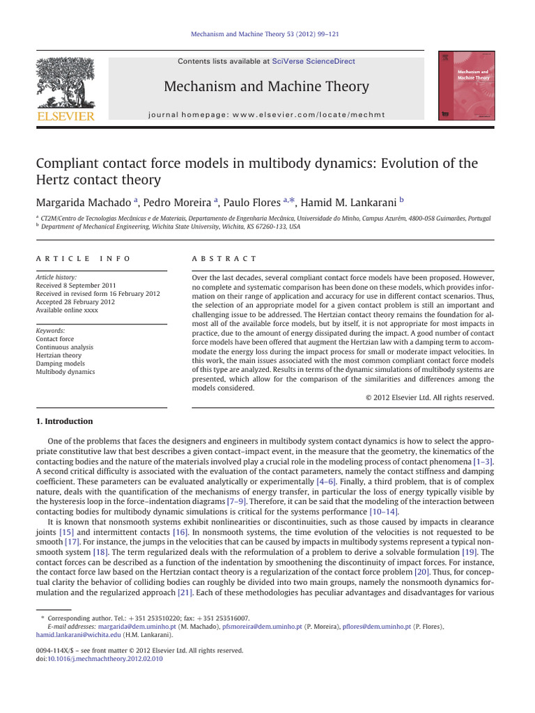Multibody Dynamics Contact Models | PDF | Equations Of Motion | Mechanics