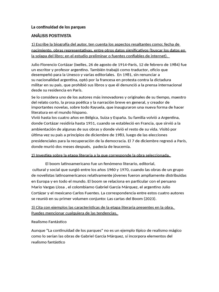La Continuidad de Los Parques | PDF | Clásicos | Ficción general
