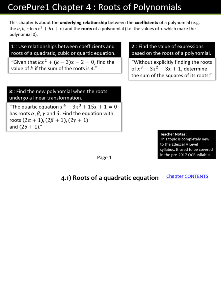 CP1-Chp4-RootsOfPolynomials STU v2 | PDF | Polynomial | Mathematical Analysis