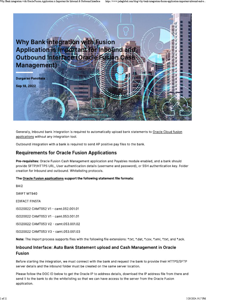 Bank Integration With Fusion Application Is Important For Inbound and ...