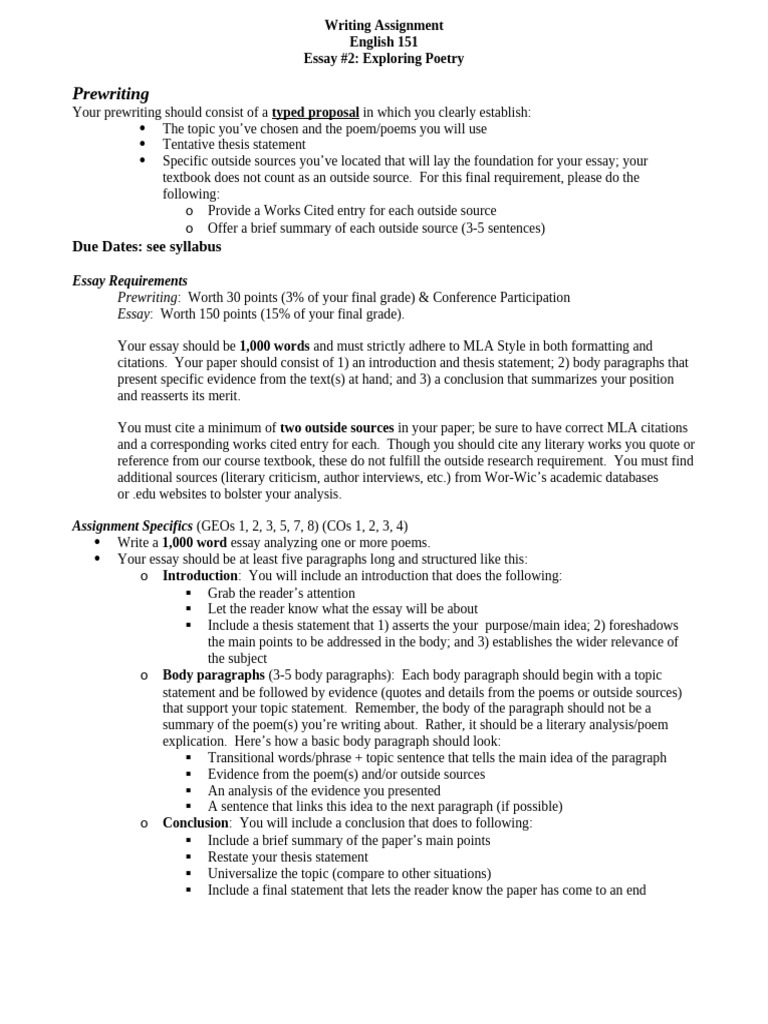 Poetry Prompt | PDF | Essays | Poetry