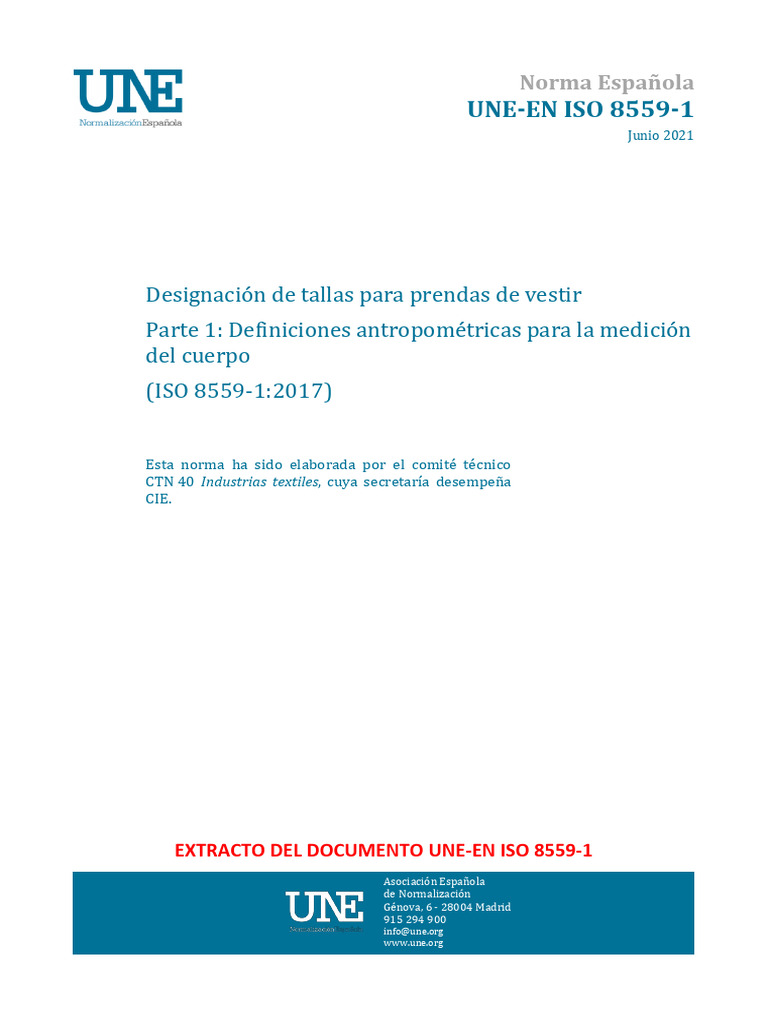 (Ex) Une-En Iso 8559-1 2021 | PDF | Mano | Anatomía humana