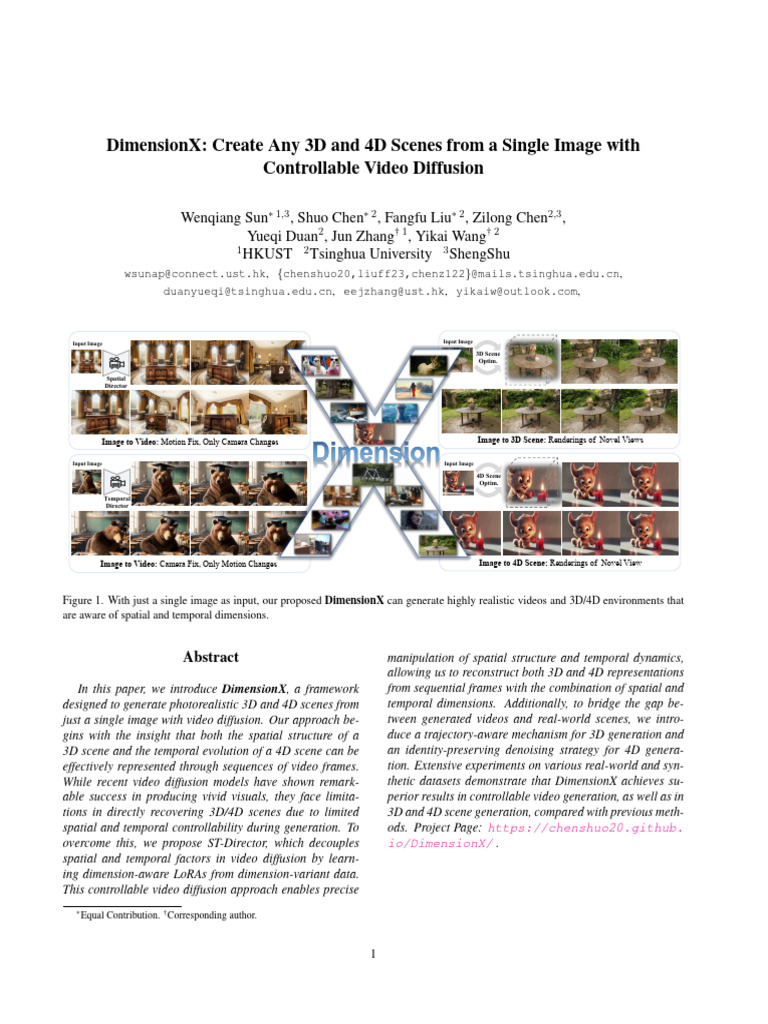 DimensionX: Create Any 3D and 4D Scenes From A Single Image With Controllable Video Diffusion ...