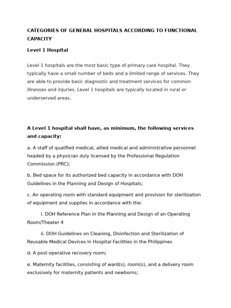 Understanding Level 1 and Level 4 Hospitals | PDF | Hospital ...