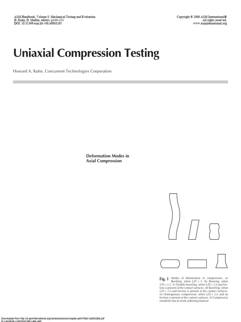 12 - Uniaxial Compression Testing | PDF | Deformation (Engineering ...