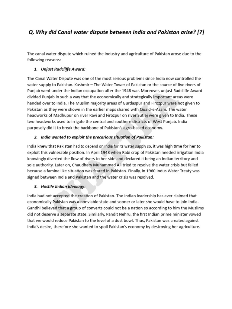 Why Canal Water Issue Created | PDF | Travel