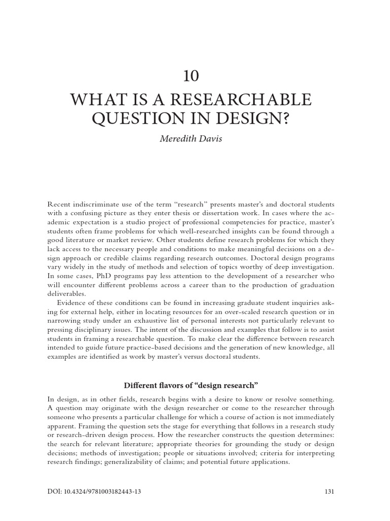 What Is A Researchable Question in Design | PDF | Knowledge | Theory