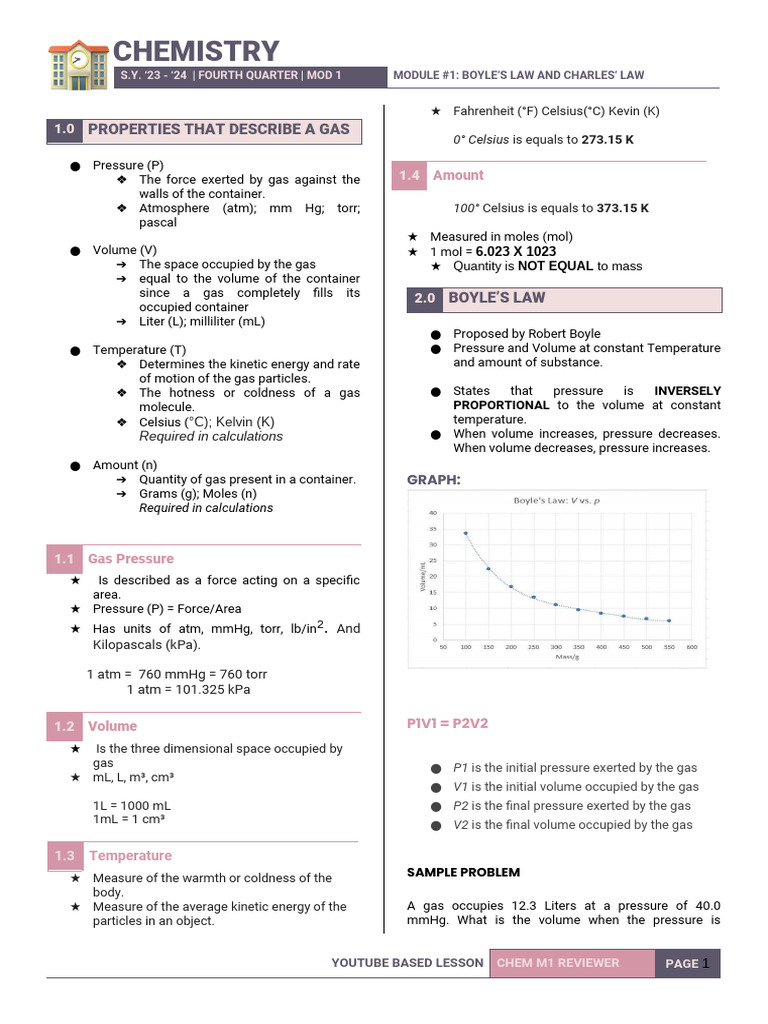 Boyles Law and Charles Law | PDF | Gases | Temperature