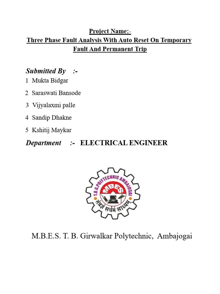 Three Phase Fault Analysis With Auto Reset On Temporary Fault and Permanent Trip Otherwise by KM ...