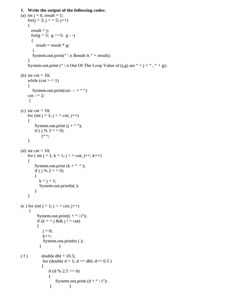 Java Program-Predict The Output-Iteration - New | PDF | Computer ... Java Program-Predict The Output-Iteration - New | PDF | Computer ...