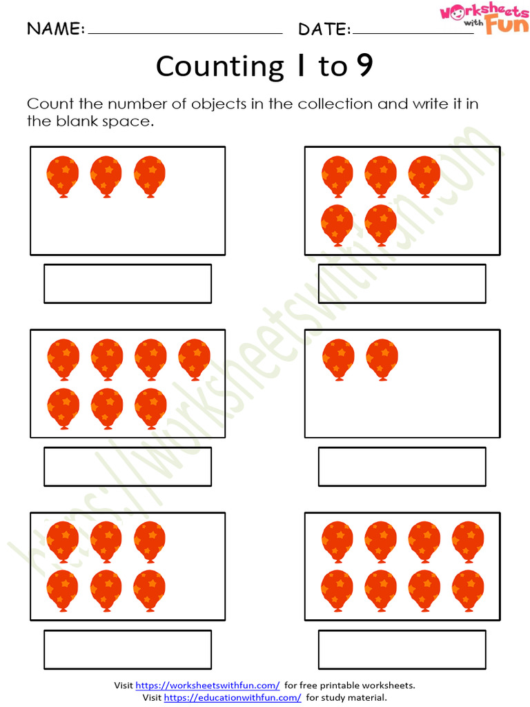Counting Objects Worksheet 1-9 | PDF