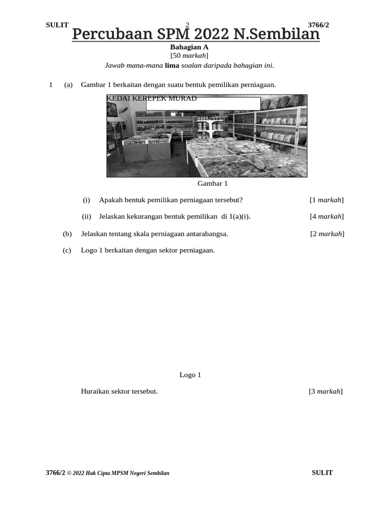 Soalan K2 3766 Perniagaan-2022 | PDF