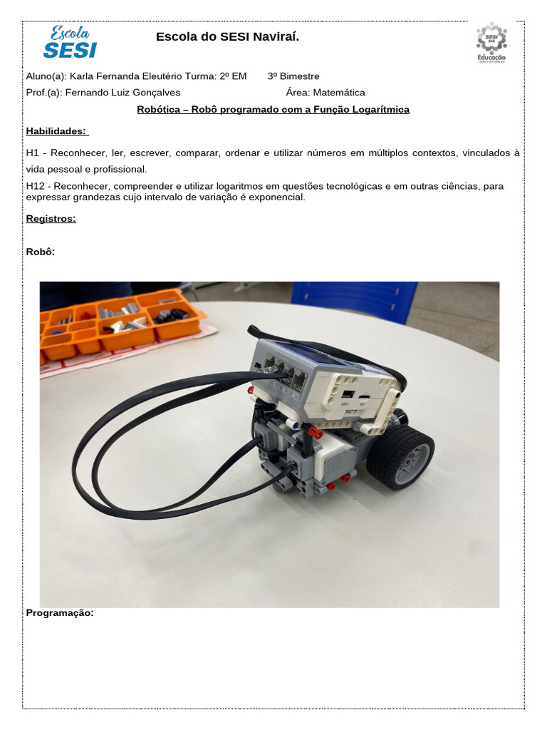 Atividade - Robô - Log - 3º Bimestre | PDF