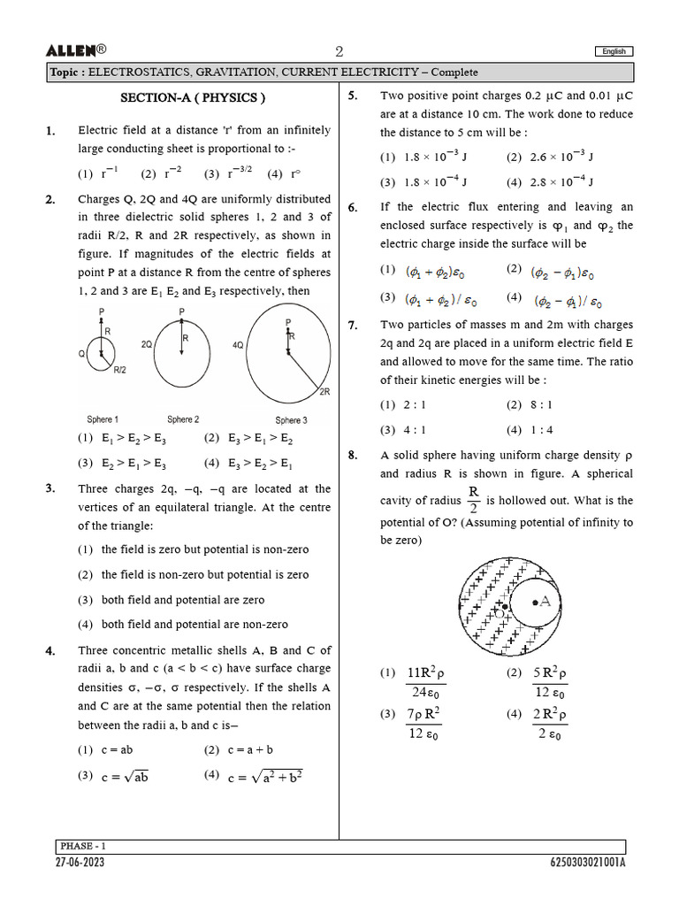 Physics 3 | PDF | Electric Field | Mass
