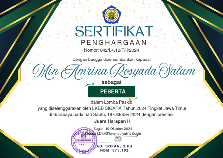 Sertifikat Paskib 2024 | PDF