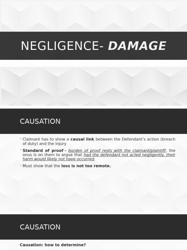 Negligence (II) - Causation and Damage | PDF | Causation (Law) | Negligence