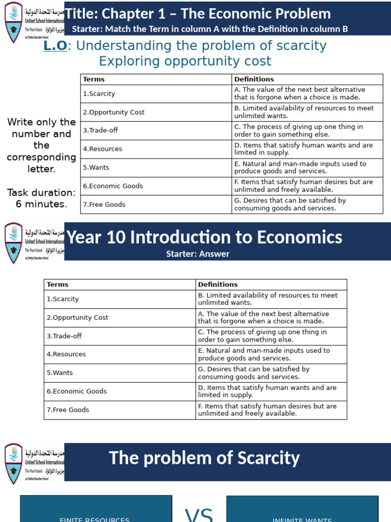 Economic Problem: Scarcity & Choices | PDF | Economic Theories ...