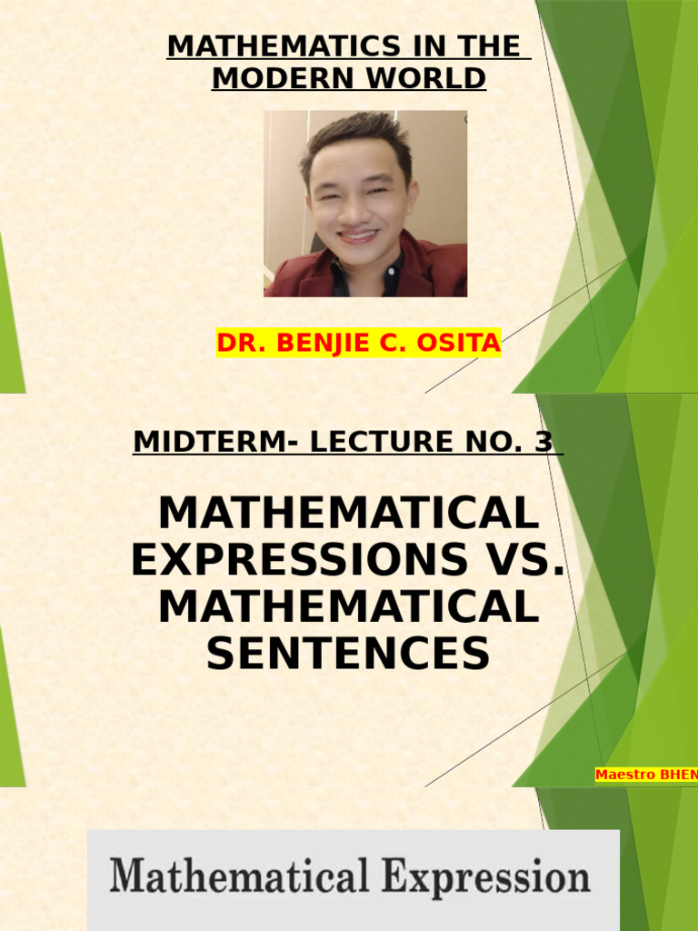 Midterm Lecture No. 2 Mathematical Expressions vs. Mathematical ...