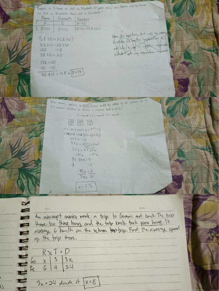 Solving Age Word Problem, Mixture Problem, Distance Rate and Time | PDF