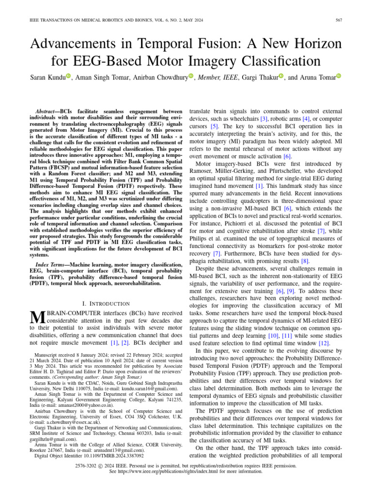 Advancements in Temporal Fusion: A New Horizon For EEG-Based Motor ...