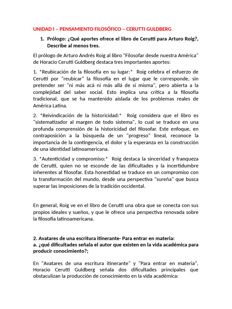 Unidad I - Cerutti | PDF | Pensamiento | Conocimiento
