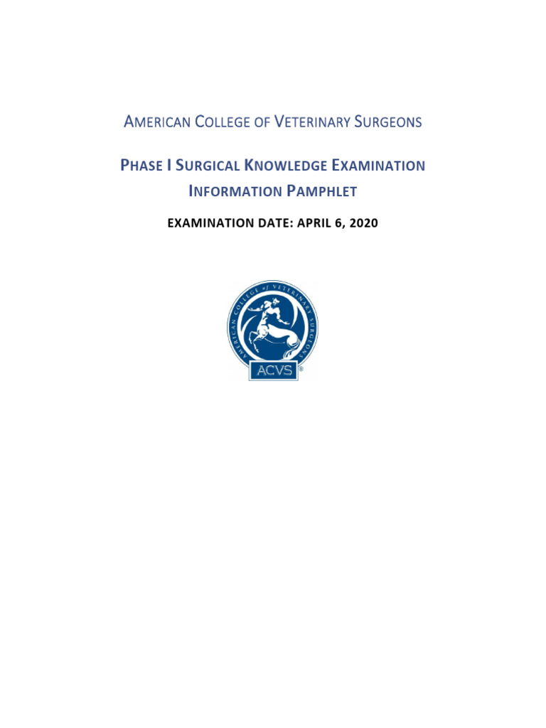 ACVS Phase I Exam Information 2020 | PDF | Surgery | Anesthesia
