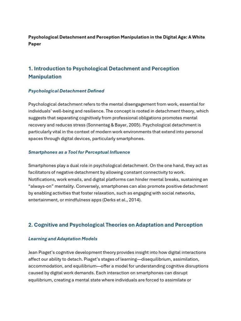 Psychological Detachment and Perception Manipulation in The | PDF | Identity (Social Science ...