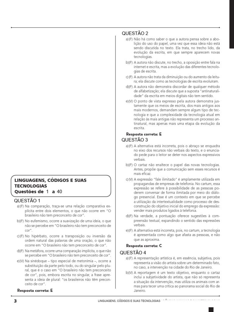 Gabarito Comentado Simulado 1-1 | PDF | Poesia | Science