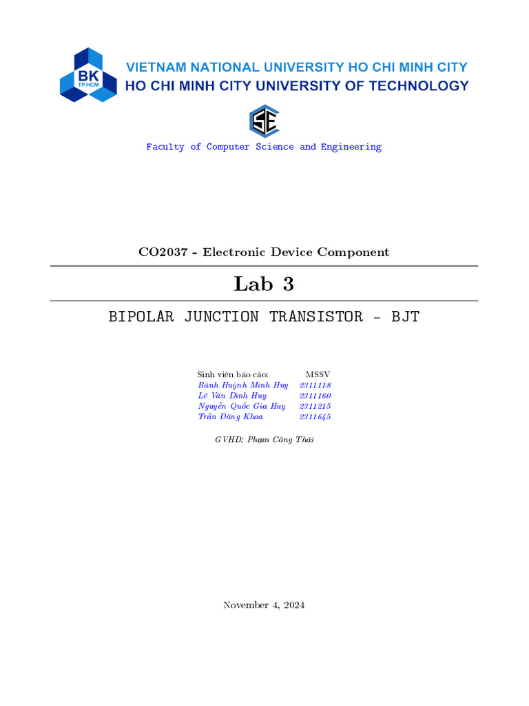Lab 3 | PDF | Bipolar Junction Transistor | Electrical Equipment