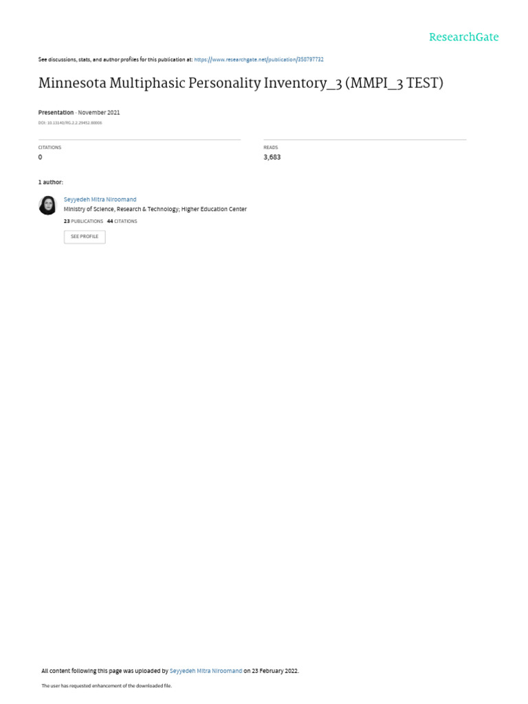 Mmpi 3 | PDF