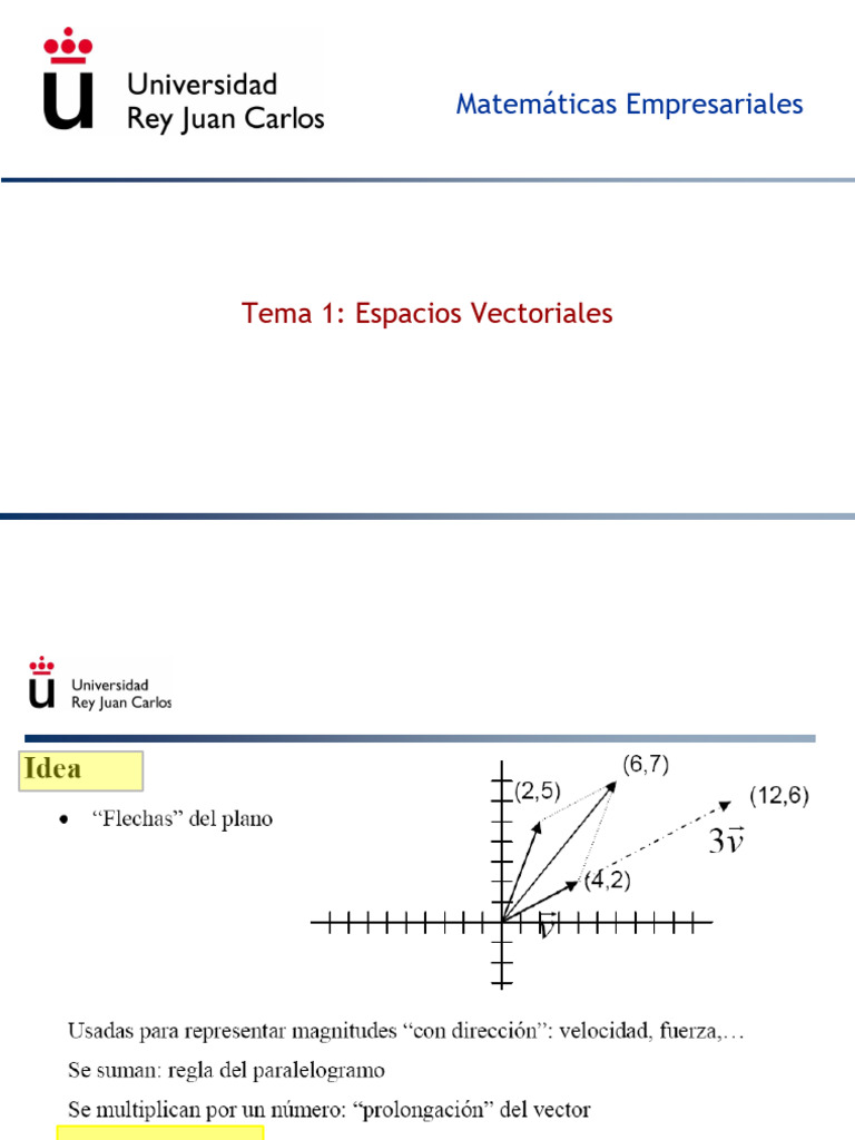 Mat Emp Tema1 Espacios Vectoriales | PDF | Espacio vectorial | Vector Euclidiano